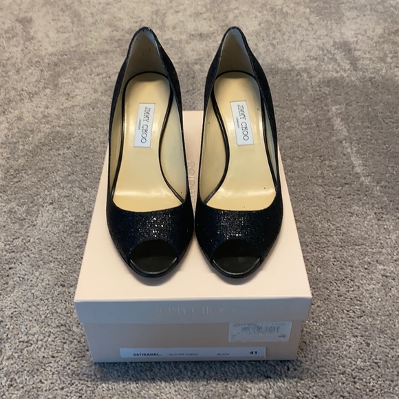 Jimmy Choo | Shoes | Jimmy Choo Isabel Glitter Fabric Peep Toe | Poshmark